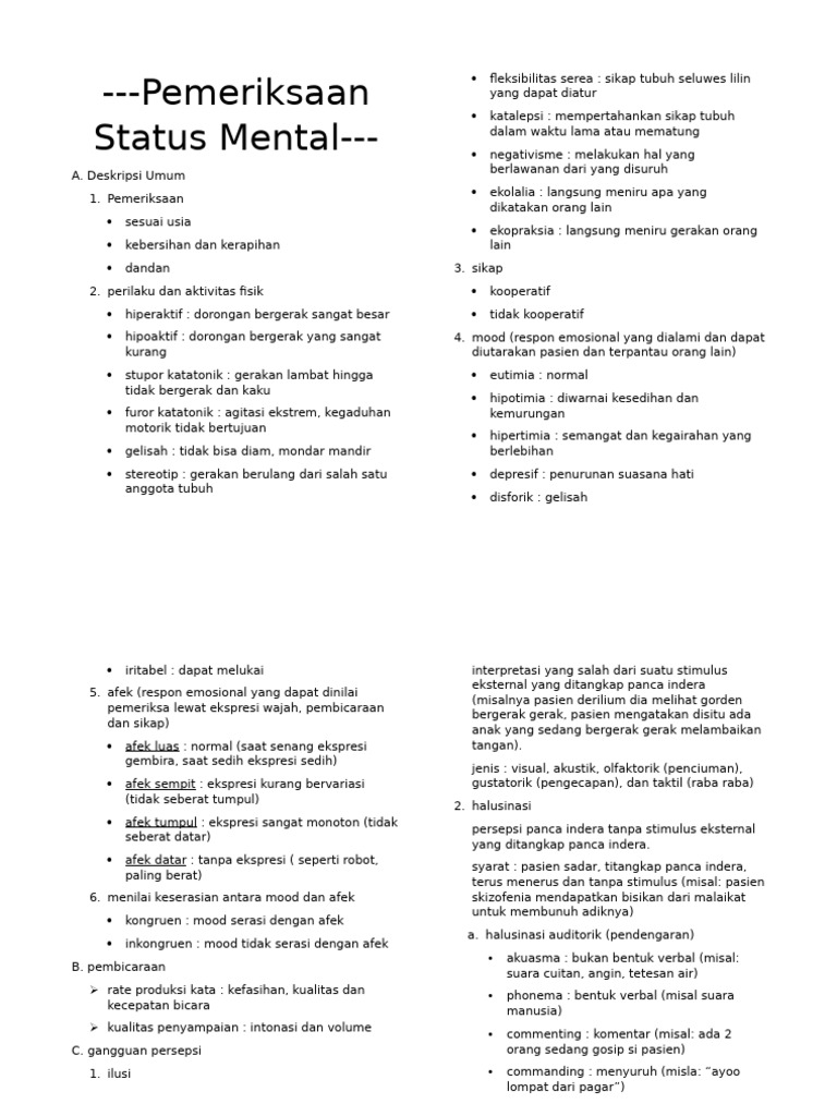 Pemeriksaan Status Mental | PDF