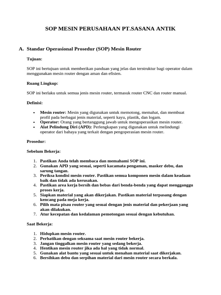 Sop Mesin CNC Router | PDF