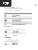 SAP MM Master Data T-Code List | PDF | Computers