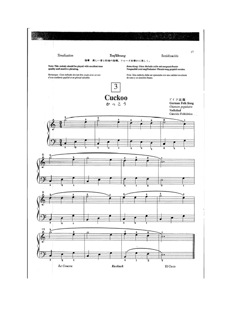 Cuckoo - German Folk Song 18th Classic | PDF