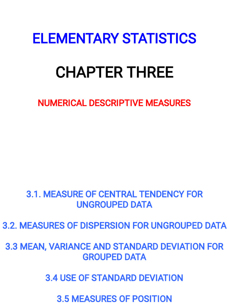 3 Elementary Statistics 2024 Mba | PDF | Standard Deviation | Sampling (Statistics)