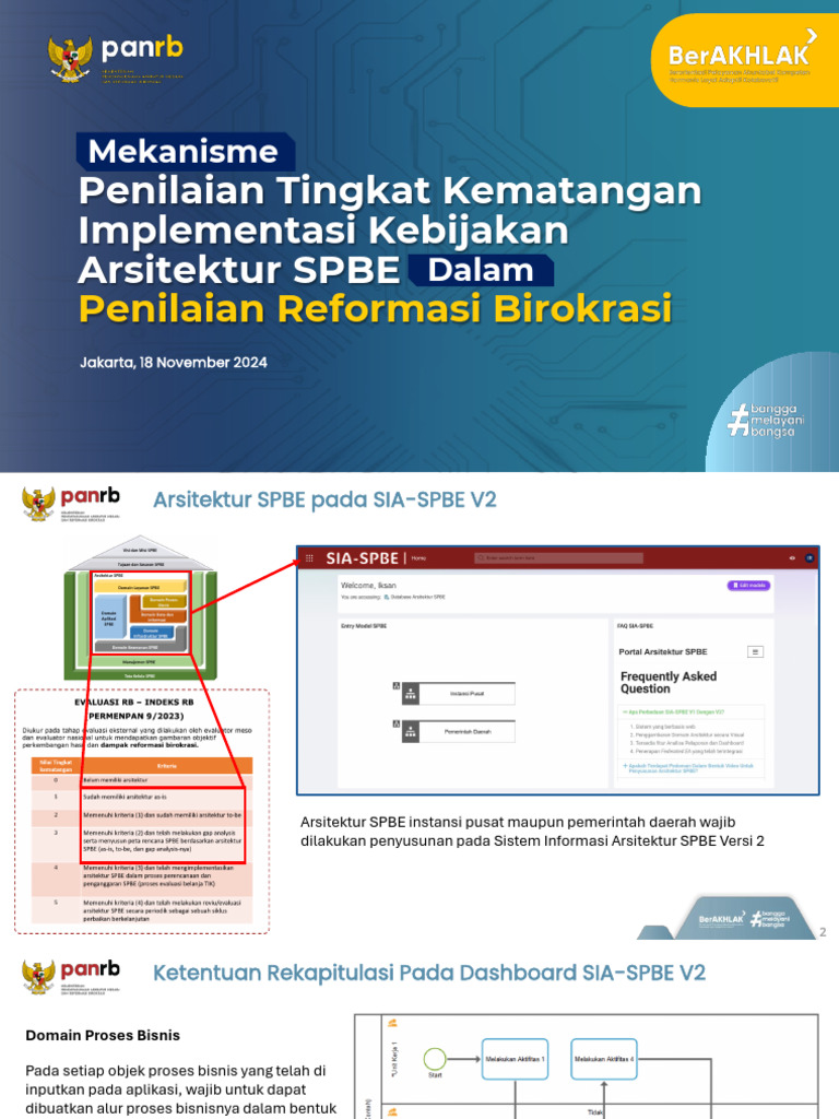 Mekanisme Penilaian Implementasi Arsitektur SPBE Untuk RB | PDF