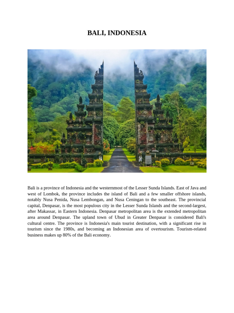Bali: Indonesia's Top Tourist Destination | PDF | Travel