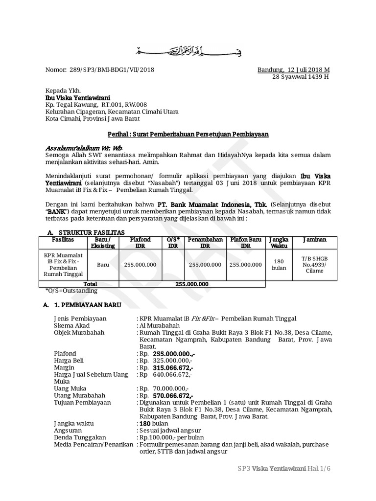 Contoh sp3 Bank | PDF