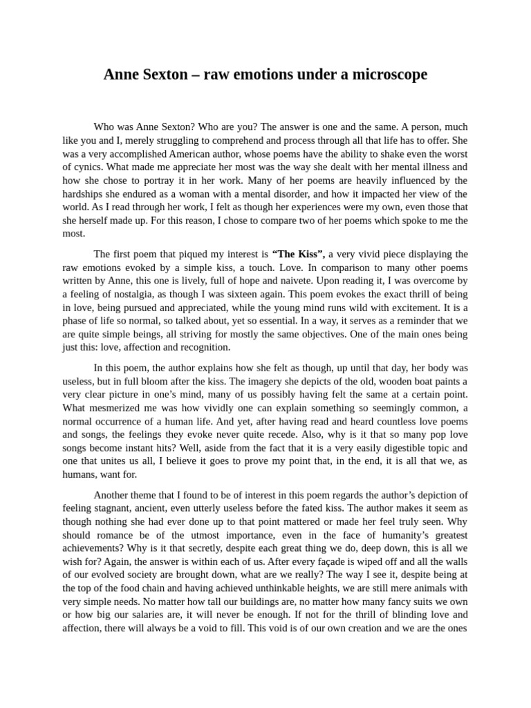 Anne Sexton | PDF | Feeling