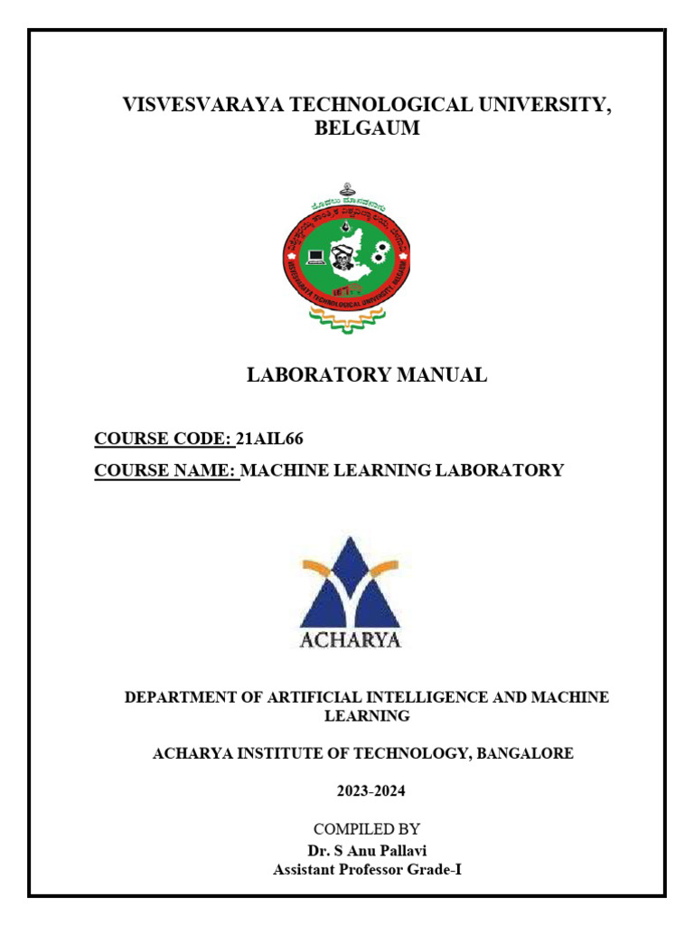 21ai66 ML Lab Manual | PDF | Statistical Classification | Artificial Intelligence