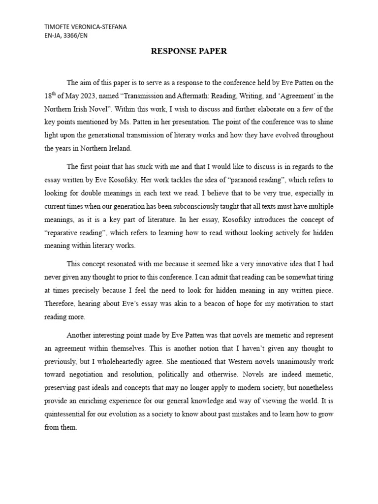 Response Paper | PDF