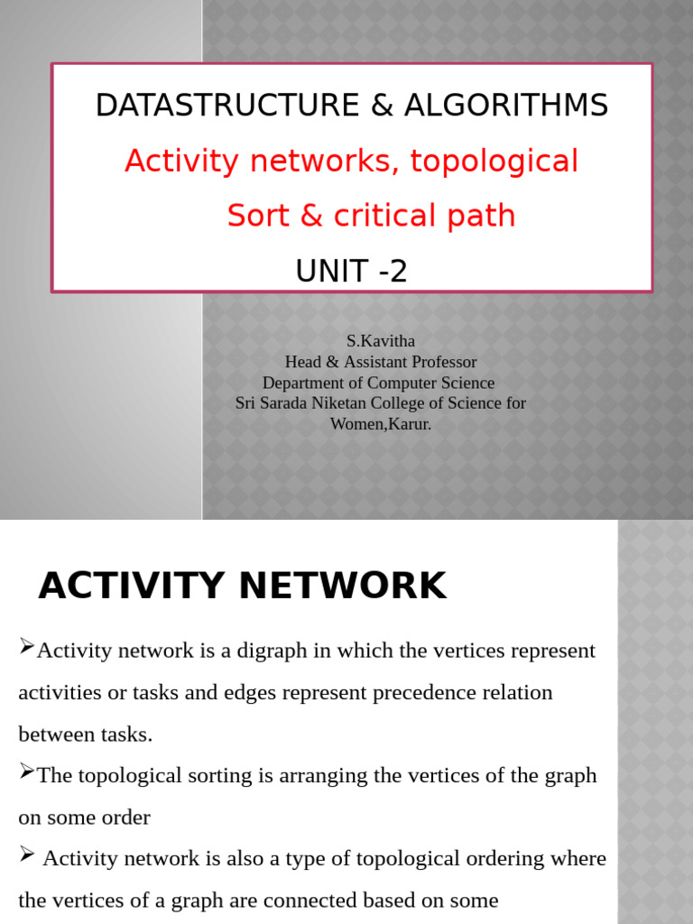 Topological Sort & Critical Path | PDF | Algorithms And Data Structures | Graph Theory