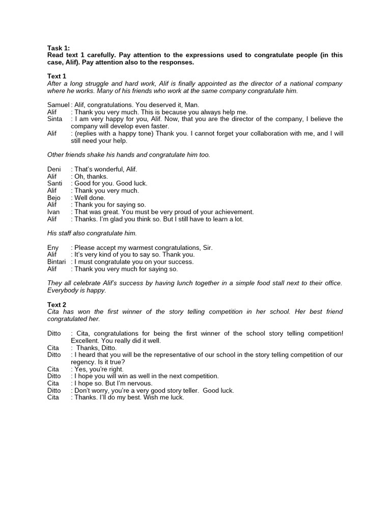 Congratulatory Expressions Guide | PDF | Career & Growth | Self-Improvement