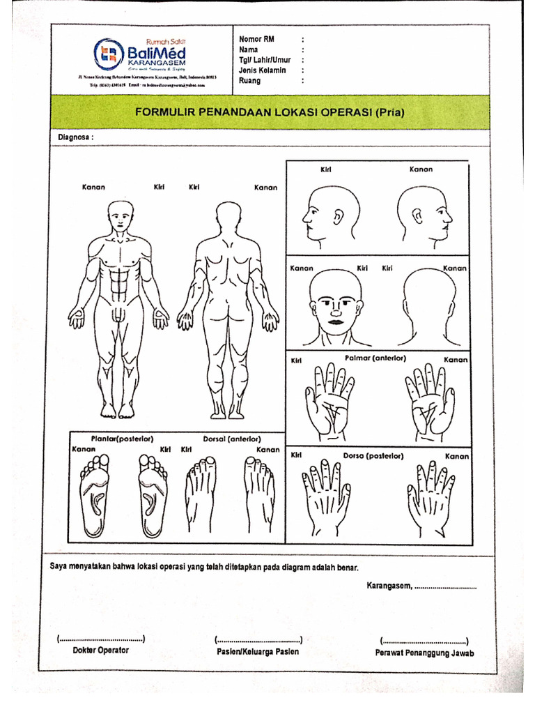 Form Penandaan Area Operasi Pria | PDF
