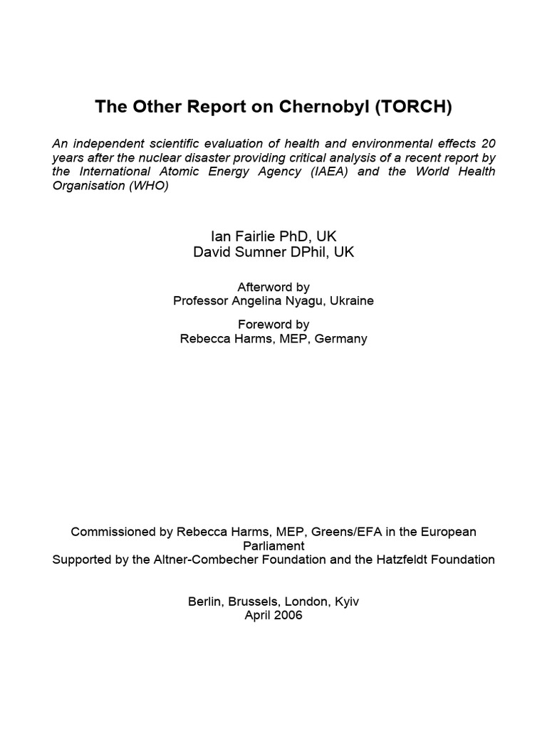 2006 The Other Report On Chernobyl (TORCH) | PDF | Chernobyl Disaster ...