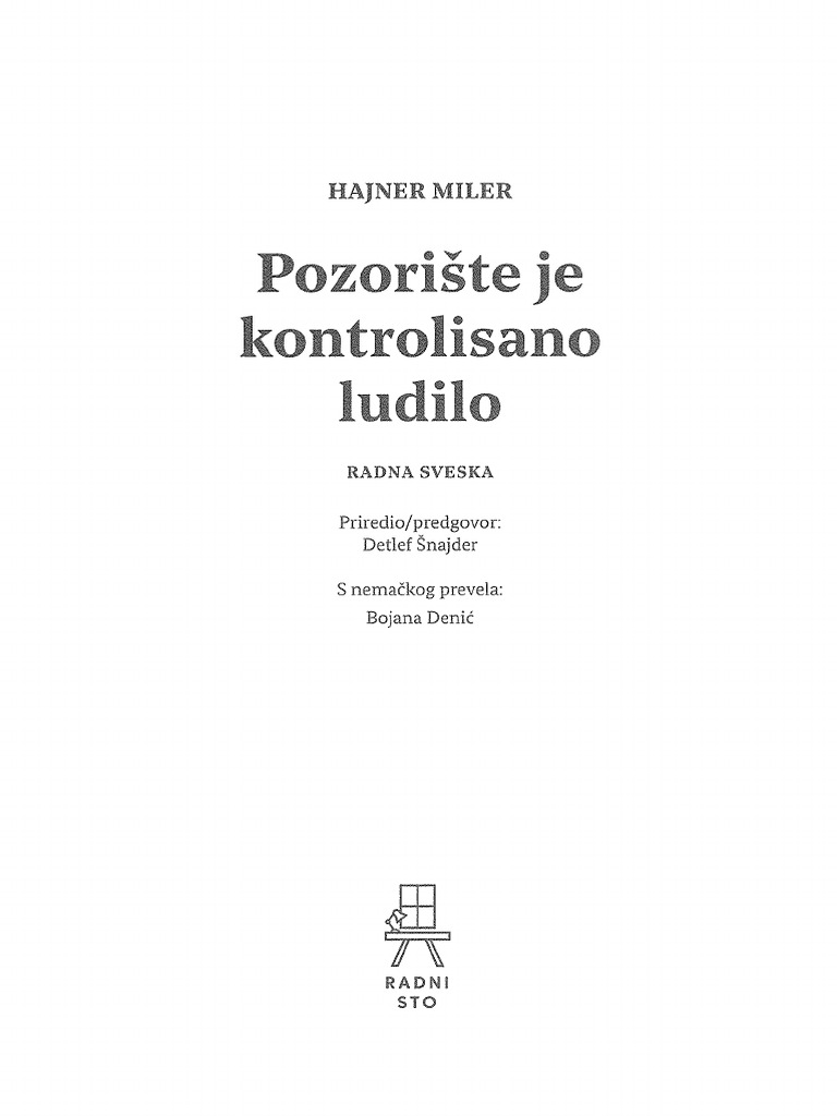 Hajner Miler - Pozorište Je Kontrolisano Ludilo | PDF