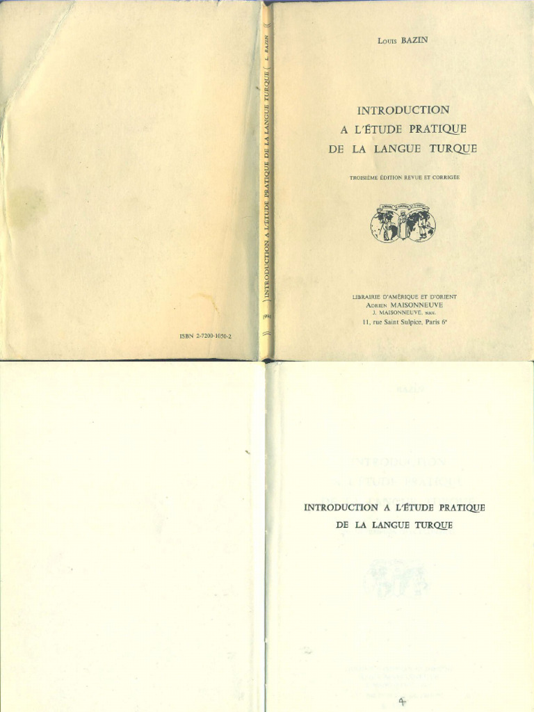 Introduction A L'etude Pratique de La Langue Turque - Luis Bazin - PDF ...