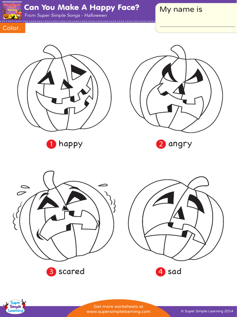 Happy Face Emotions Worksheet | PDF