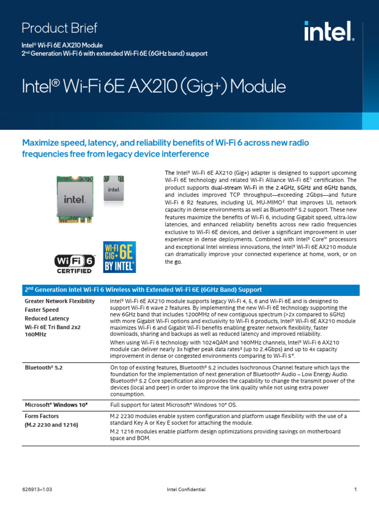 Wi Fi 6e Ax210 Product Brief-2089606 | PDF | Wi Fi | Ieee 802.11