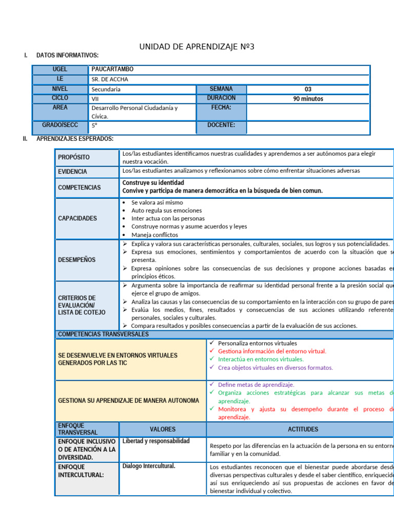 Sesión de Aprendizaje N | PDF | Evaluación | Aprendizaje