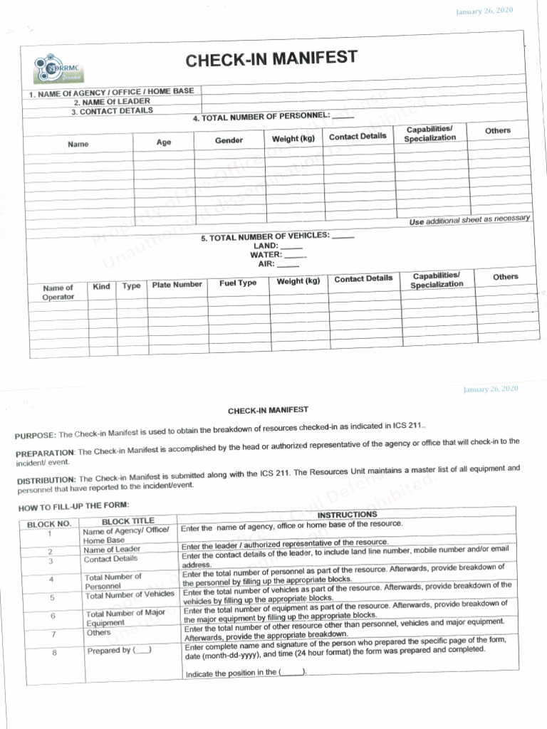 Check in Manifest | PDF