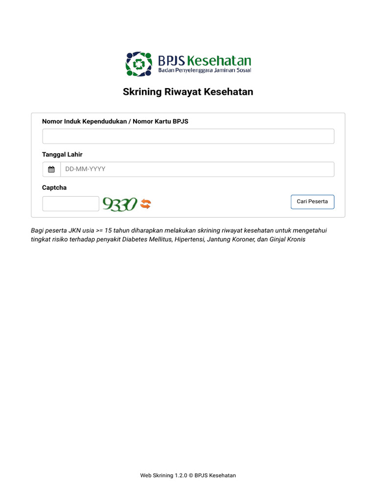 Web Skrining BPJS Kesehatan | PDF | Pengelolaan Keuangan & Uang | Gaya ...