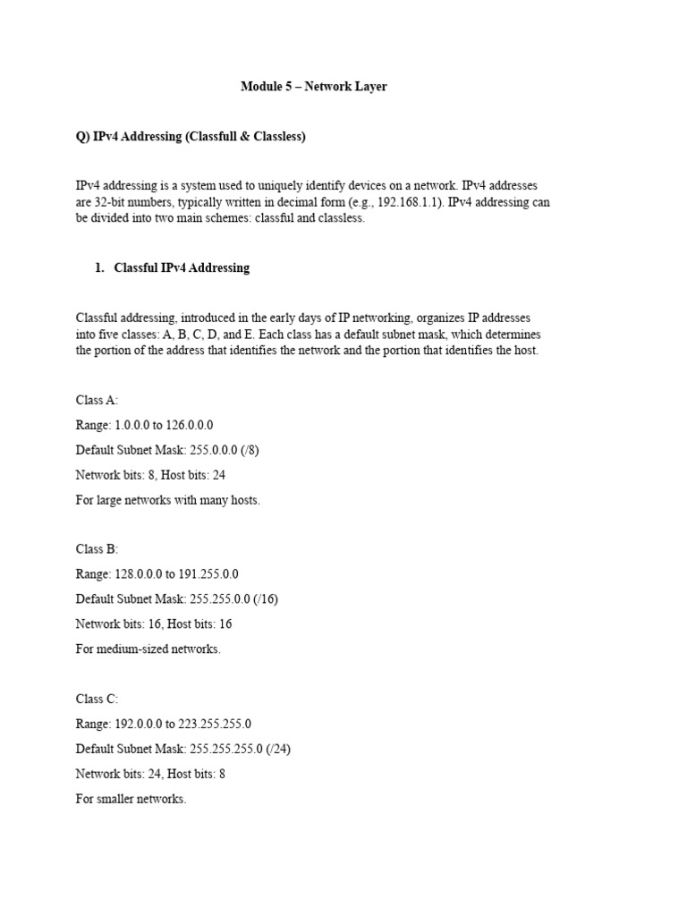 Module 5 - Network Layer | PDF | I Pv6 | Ip Address