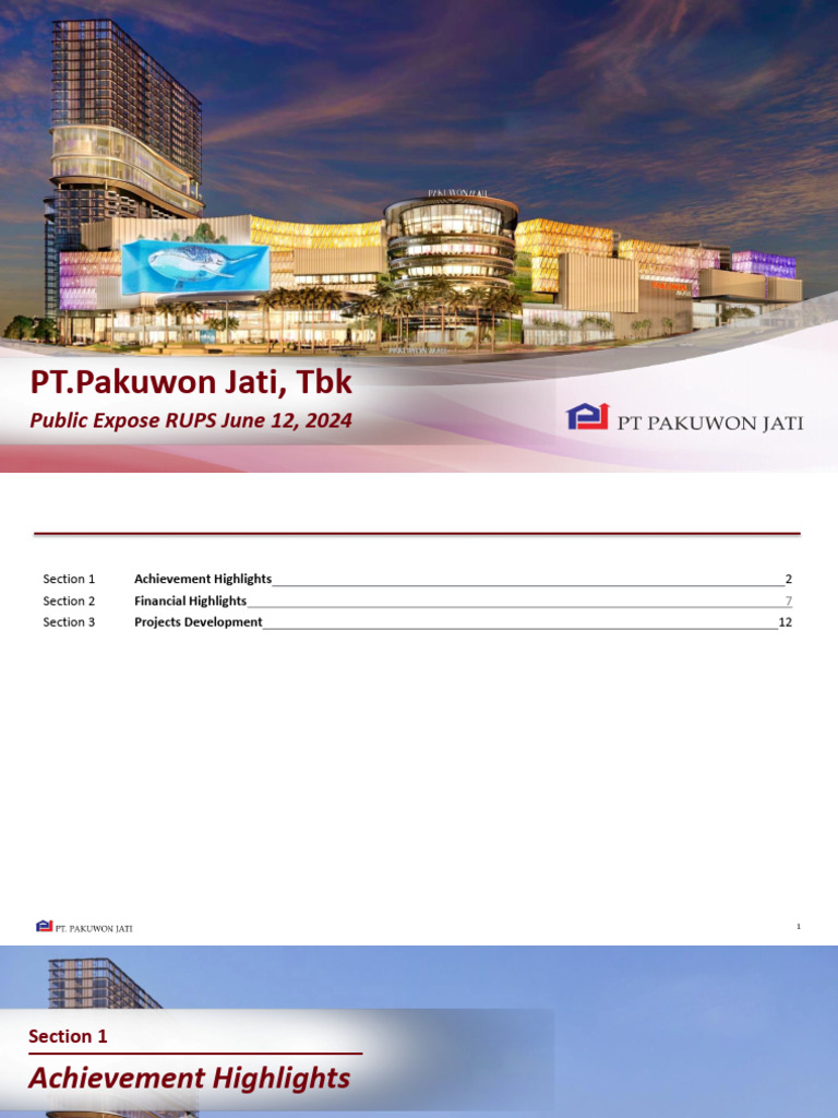 Pakuwon Jati 9M 2023 Financial Update | PDF | Revenue | Debt