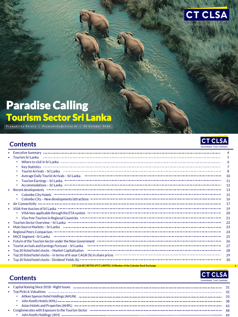 CT CLSA - Paradise Calling - Tourism Sector Sri Lanka - 30 October 2024 ...