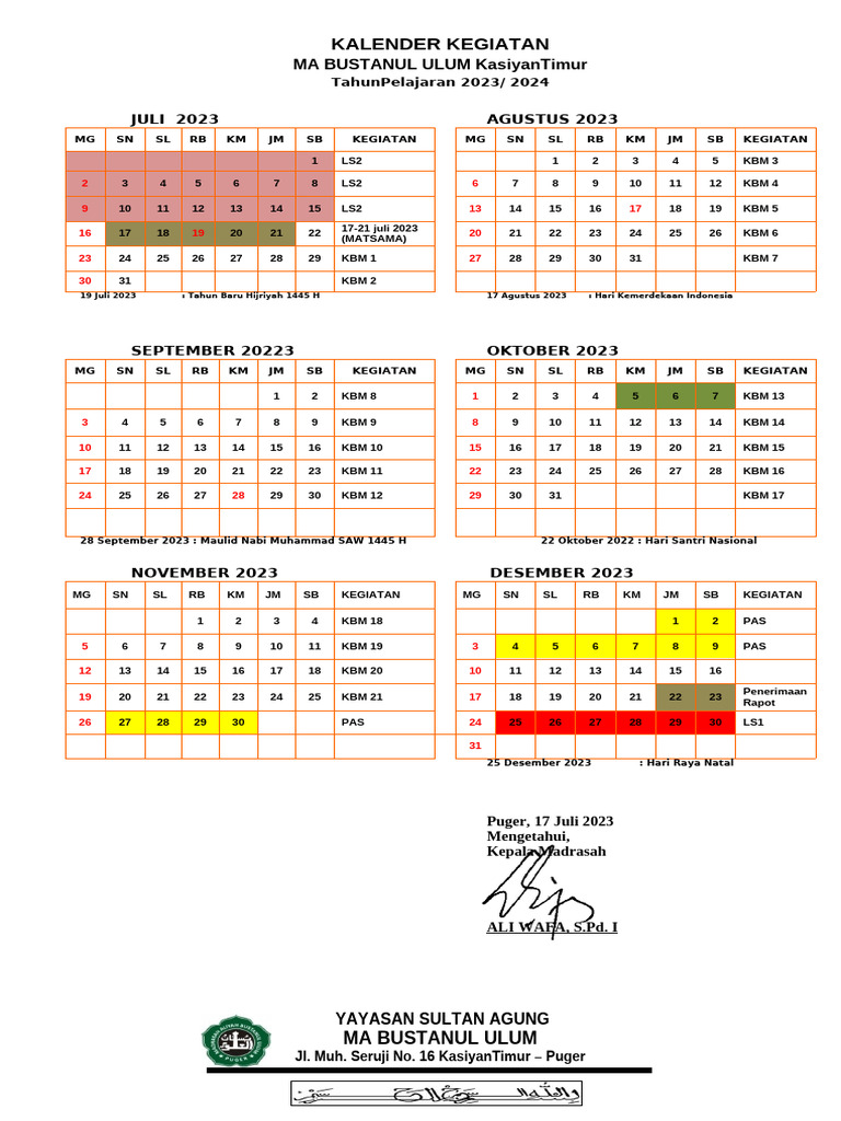 Kalender Kegiatan | PDF