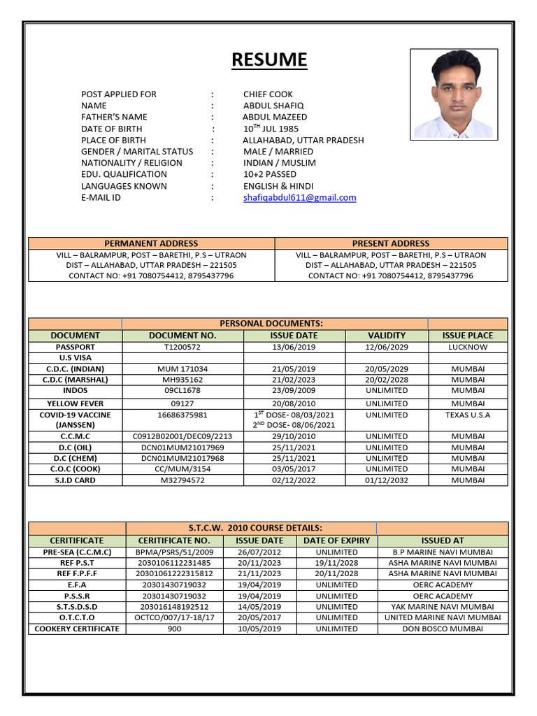 Abdul Shafiq Resume | PDF | Government And Personhood
