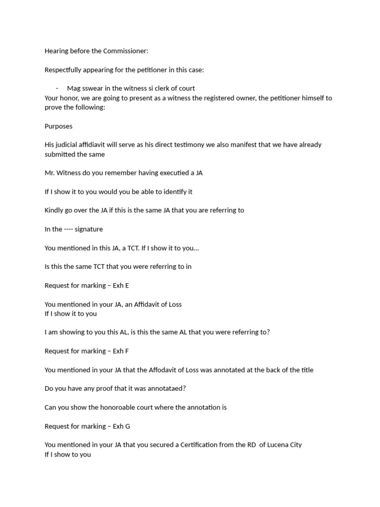 Hearing Before The Commissioner (SCRIPT) | PDF | Affidavit | Legal ...