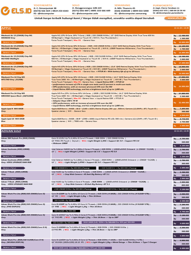 ELS 12 November 2024 Rev 1.0 | PDF | Computer Hardware | Apple Inc. Hardware