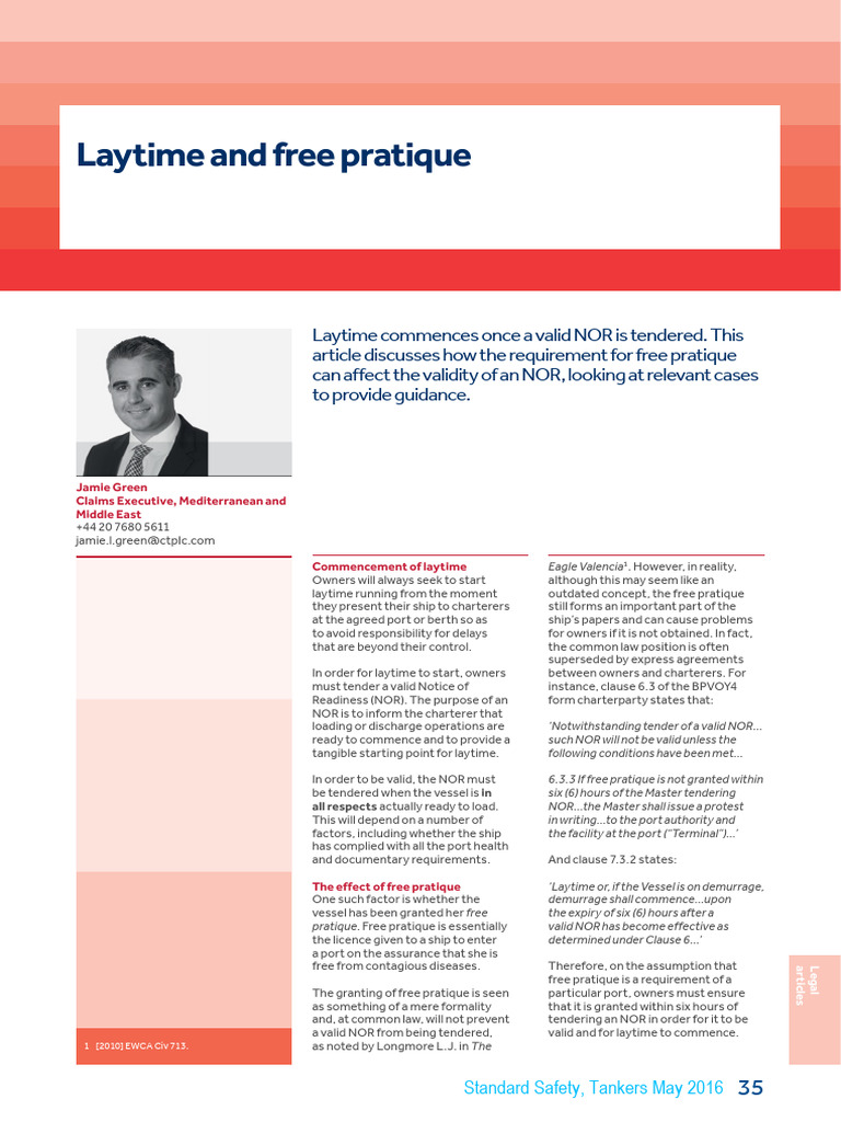 Laytime & Free Pratique Impact | PDF | Common Law | Justice