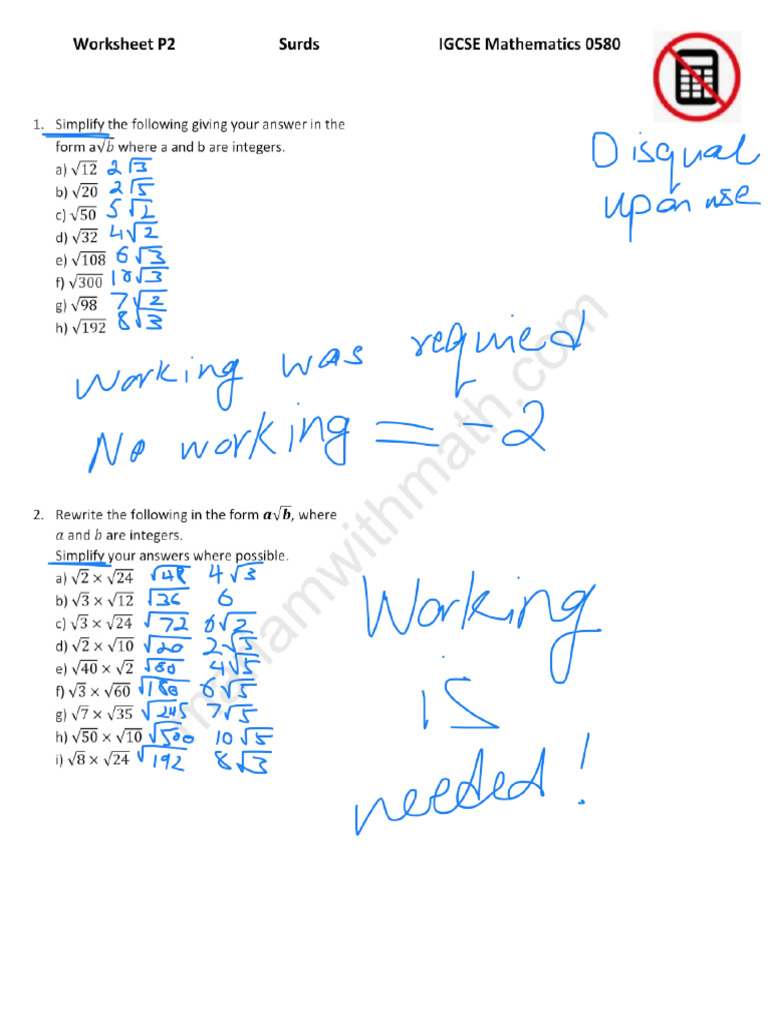 32 (B) Surds P2 | PDF
