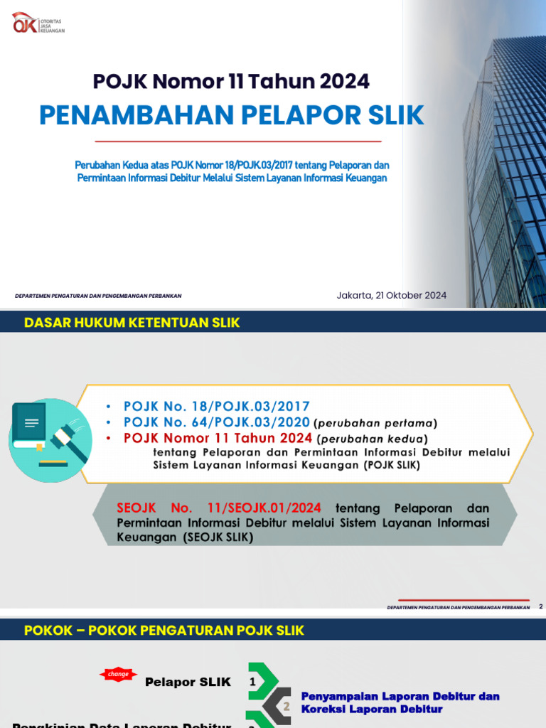 Materi - Sosialisasi POJK SLIK - 21 Okt 2024 | PDF | Pengelolaan ...