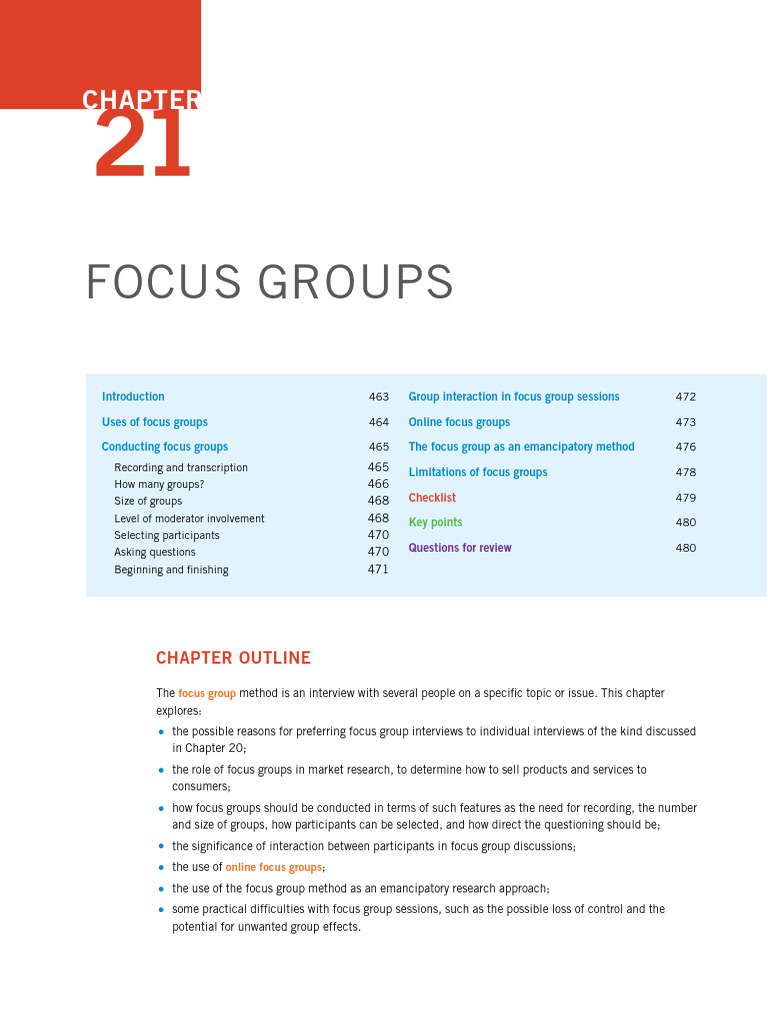 Chapter21-Focus Groups | PDF | Focus Group | Cognition