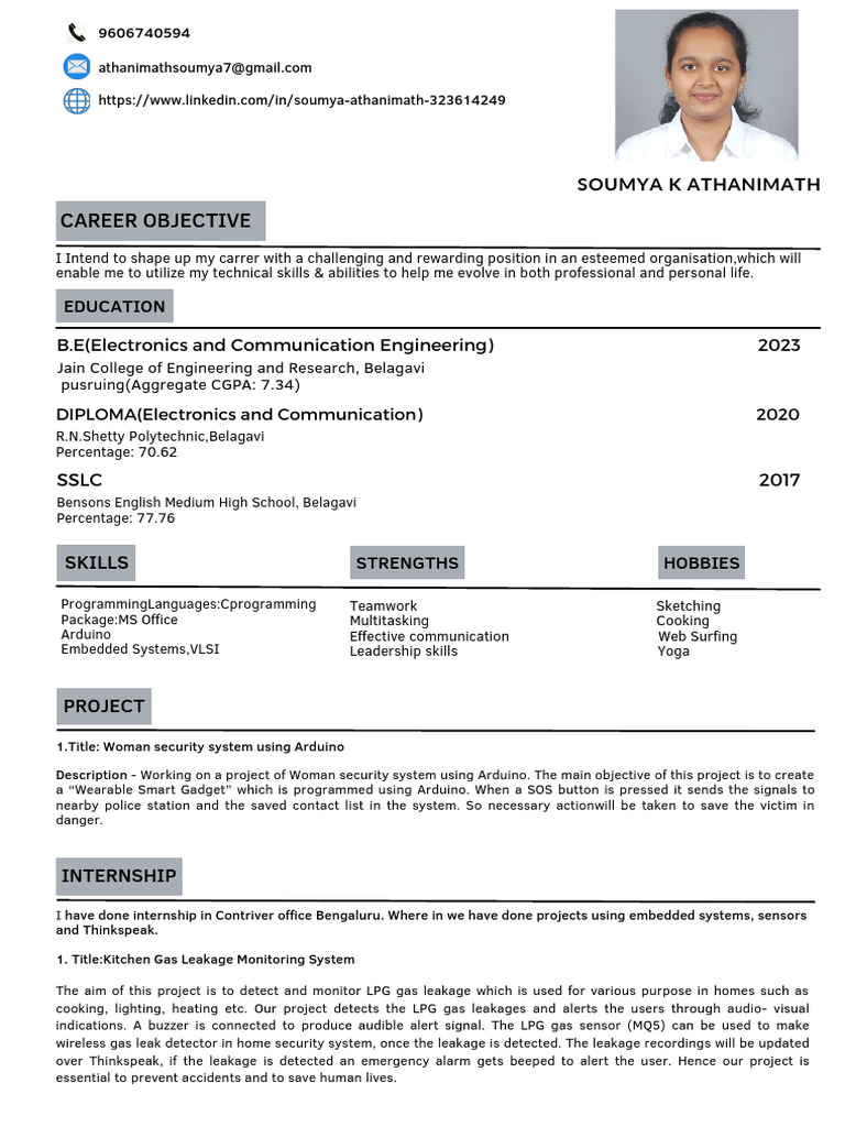 Soumya K Athanimath - Resume | PDF