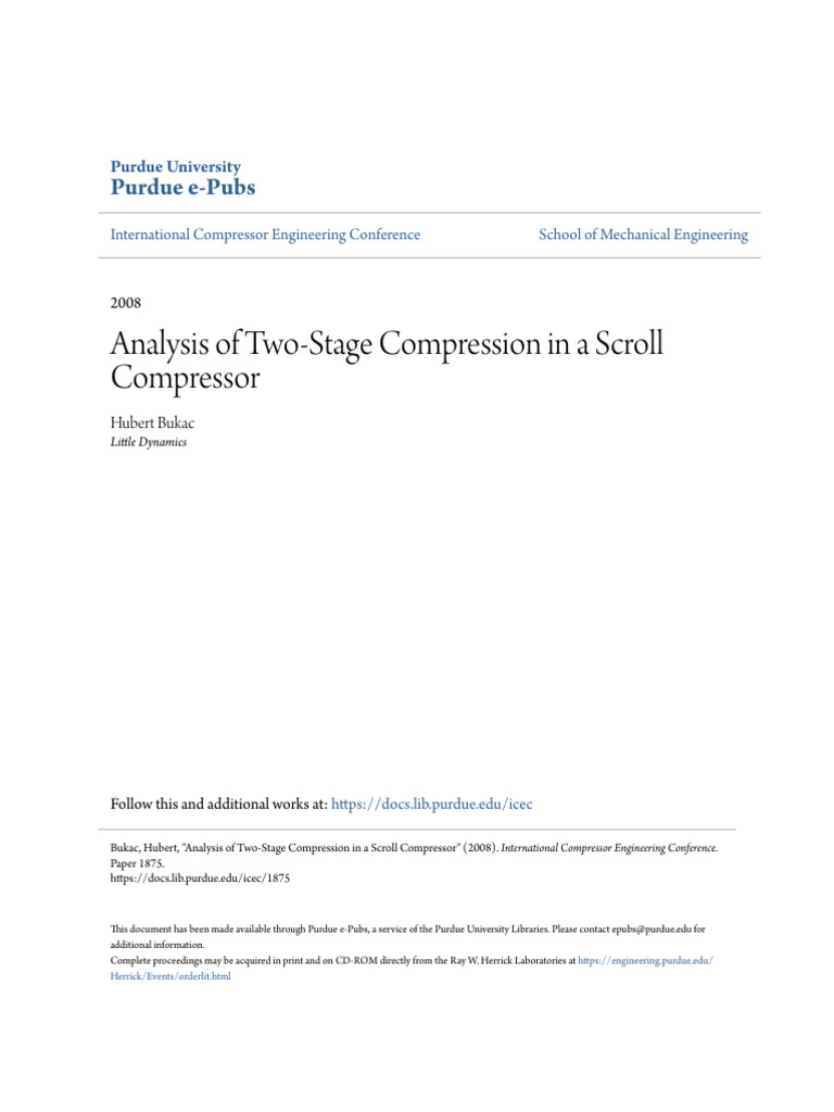 Analysis of Two-Stage Compression in A Scroll Compressor | PDF ...