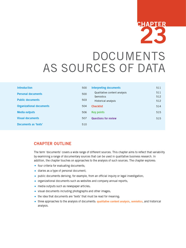 Chapter23-DOCUMENTS AS SOURCES OF DATA | PDF | Blog | Qualitative Research