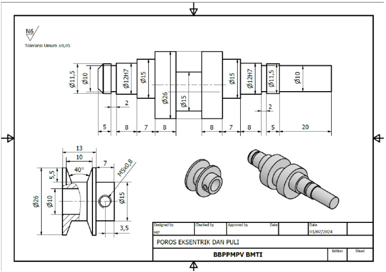 Gambar Kerja Poros Eksentrik | PDF