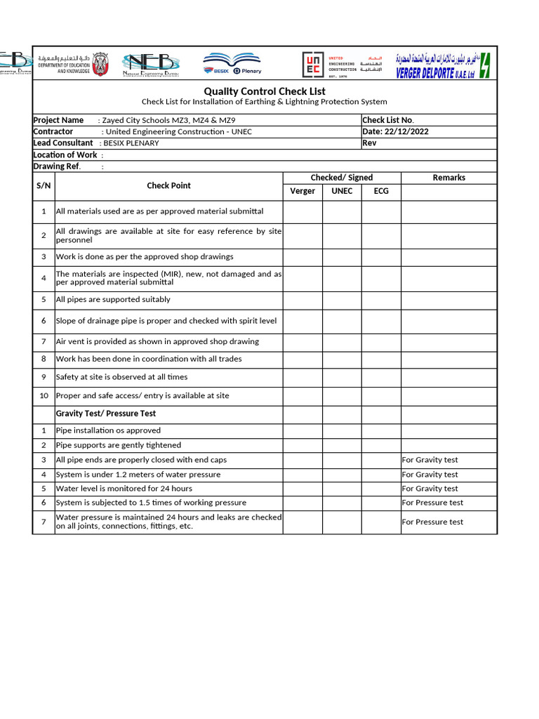 ITP & Check List | PDF | Pipe (Fluid Conveyance) | Building Engineering ITP & Check List | PDF | Pipe (Fluid Conveyance) | Building Engineering