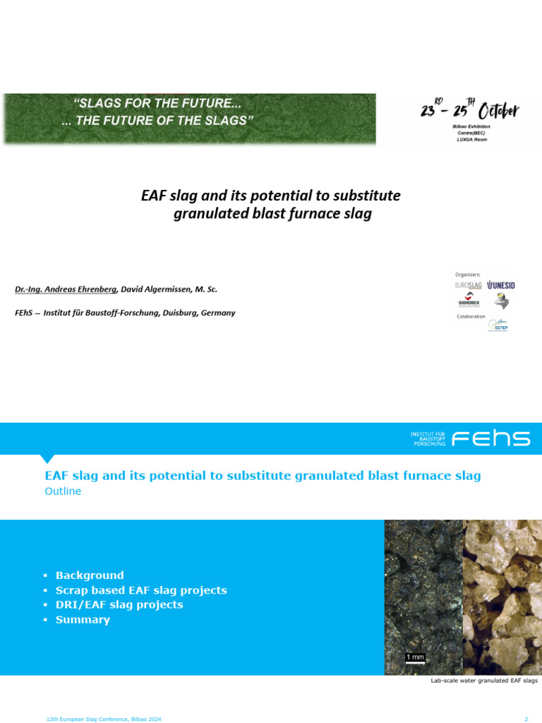 EAF Slag and Its Potential To Substitute Granulated Blast Furnace Slag ...