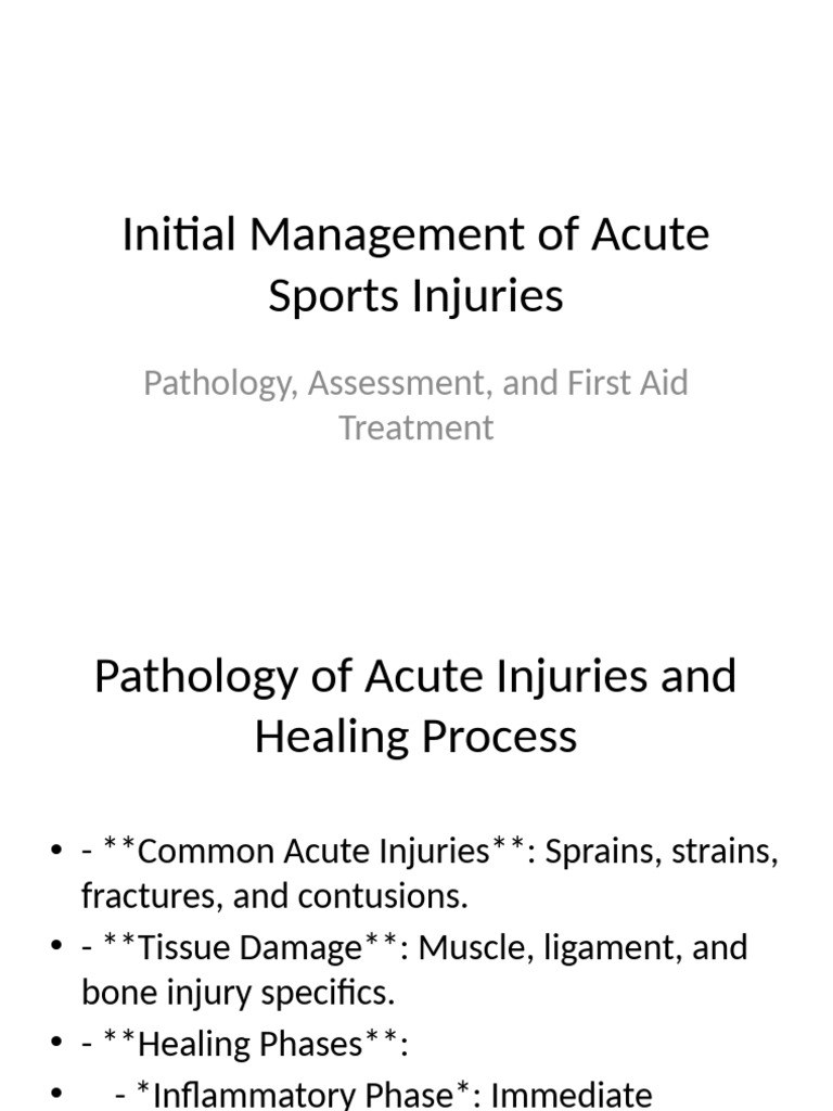 Initial Management of Acute Sports Injuries Presentation | PDF