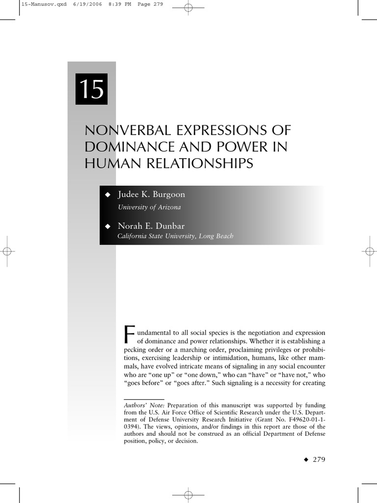 Nonverbal Dominance in Human Interactions | PDF | Nonverbal ...
