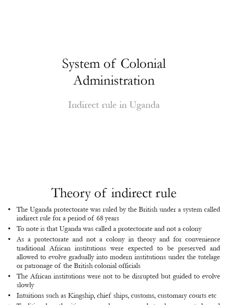 System of Colonial Administration | PDF | Uganda | International Relations