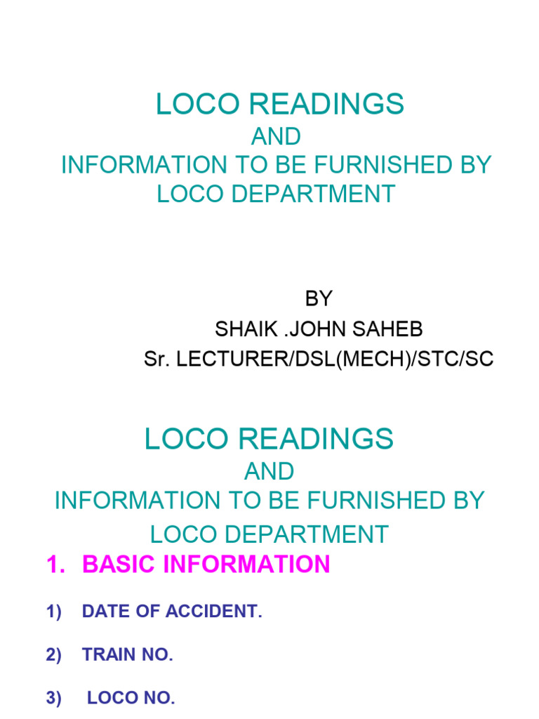 Loco Readings | PDF | Wheel | Rail Infrastructure