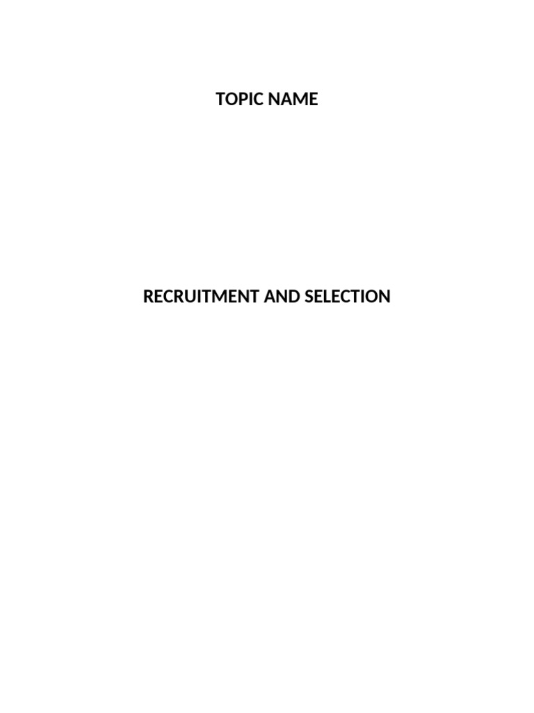 Recruitment And Selection Pdf Recruitment Employment