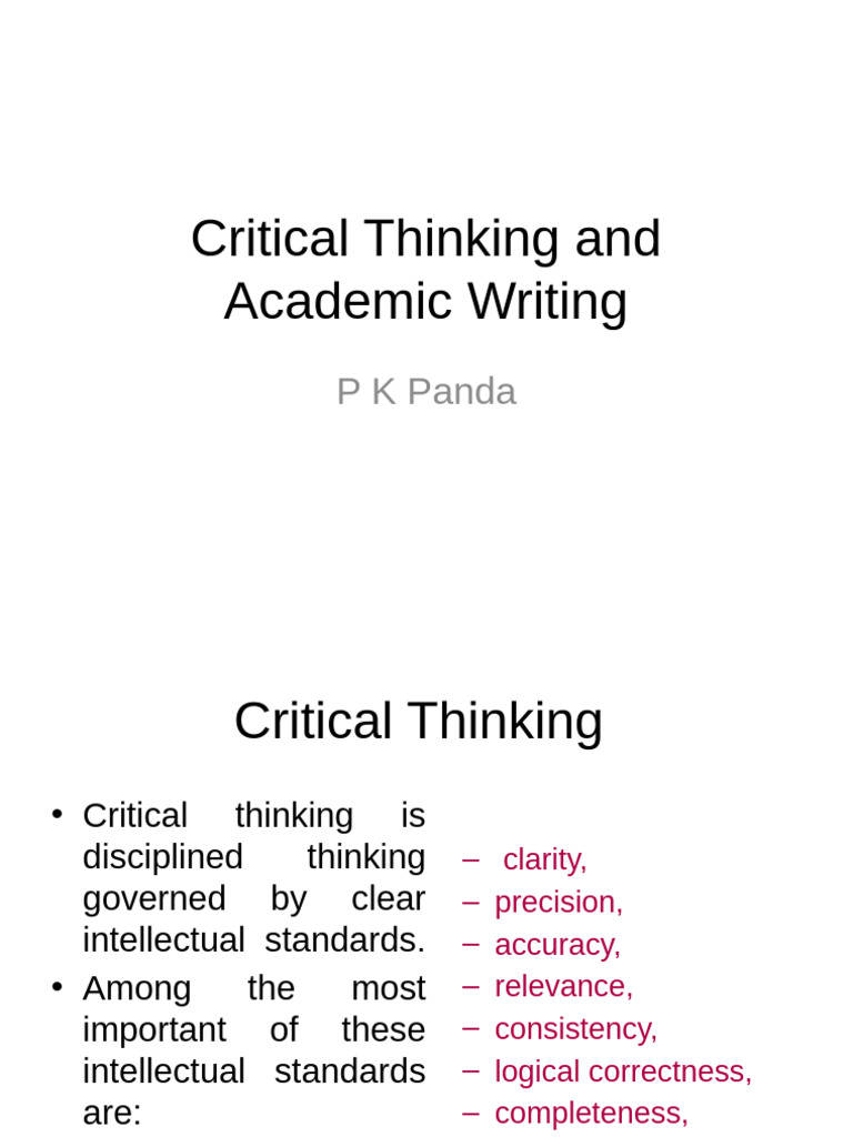Lect-10 Critical Thinking and Academic Writing | PDF | Critical ...