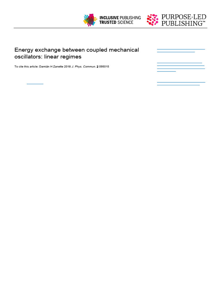 Zanette 2018 J. Phys. Commun. 2 095015 | PDF | Resonance | Oscillation