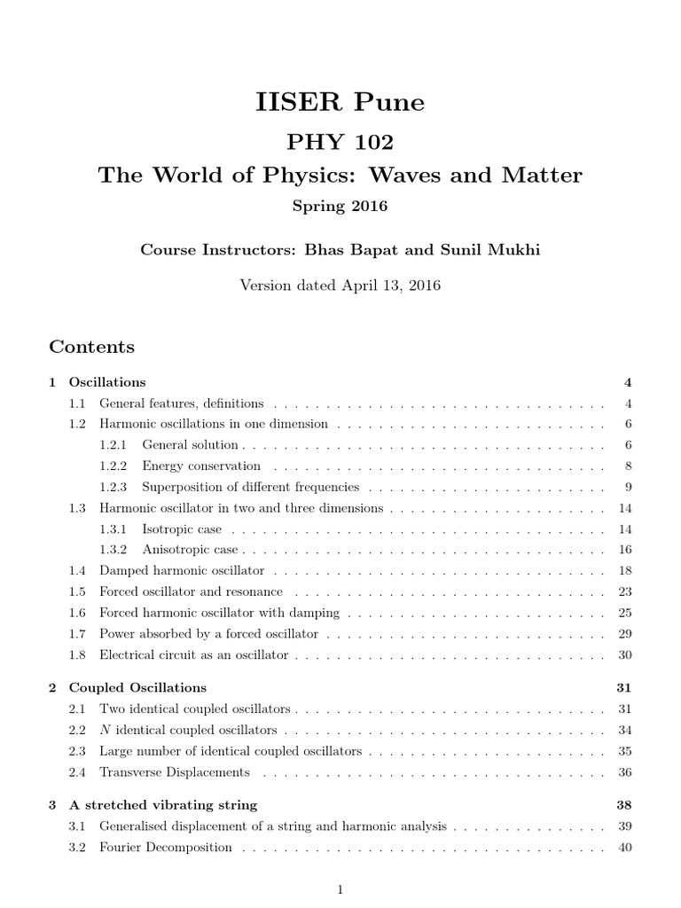 PHY 102 Waves and Matter | PDF | Hertz | Frequency