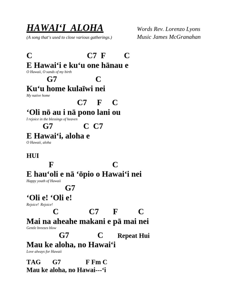 Hawai I Aloha | PDF