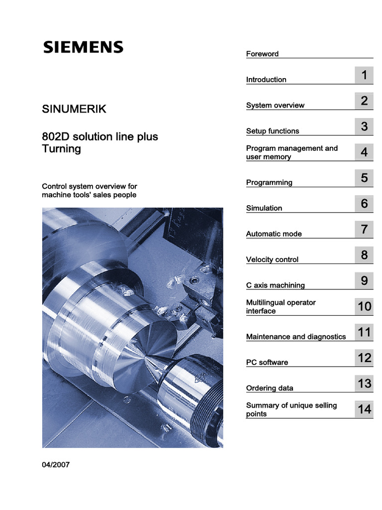 802Dsl SD 0407 en | PDF | Machining | Numerical Control