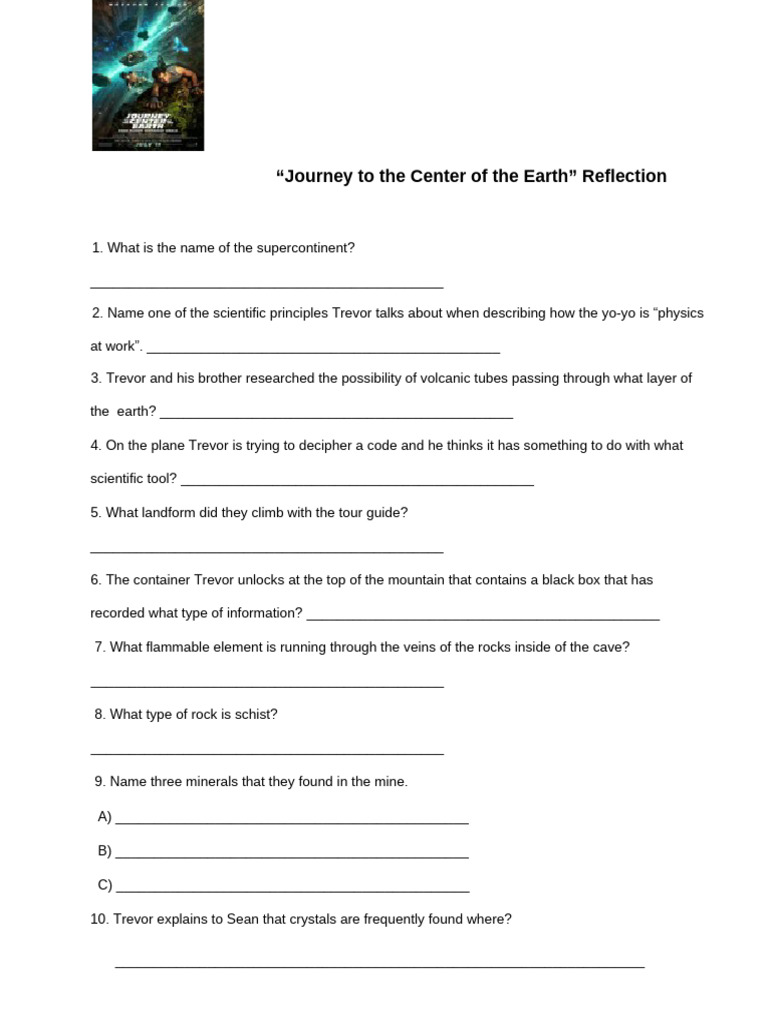 Journey To The Center of The Earth Movie Questions | PDF | Rock ...